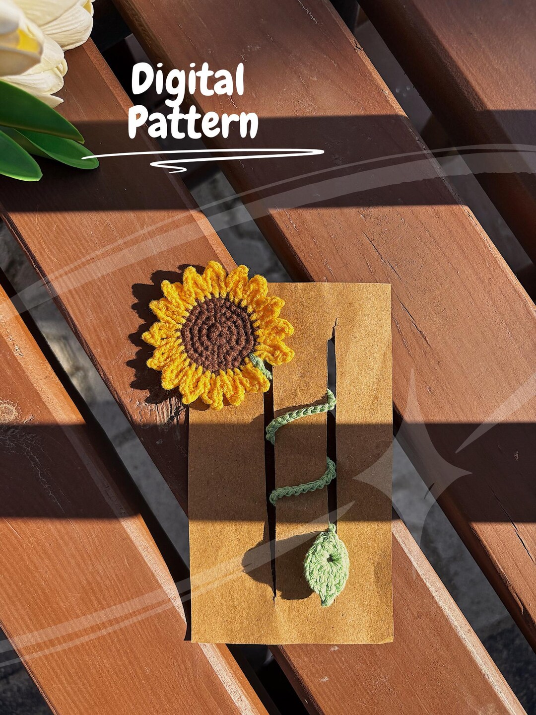 Crochet Sunflower Bookmark Pattern, Bookmark Pattern, Golden Sunflower ...