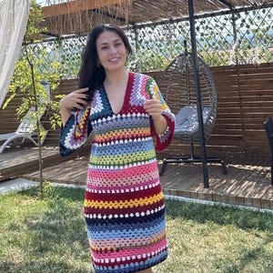 Granny Square Crochet Dress Pattern: Colorful Summer Design (PDF ...