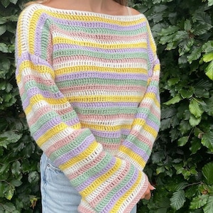 Crochet Beach Pullover Pattern, Wavy Mesh Summer Sweater (PDF Pattern ...