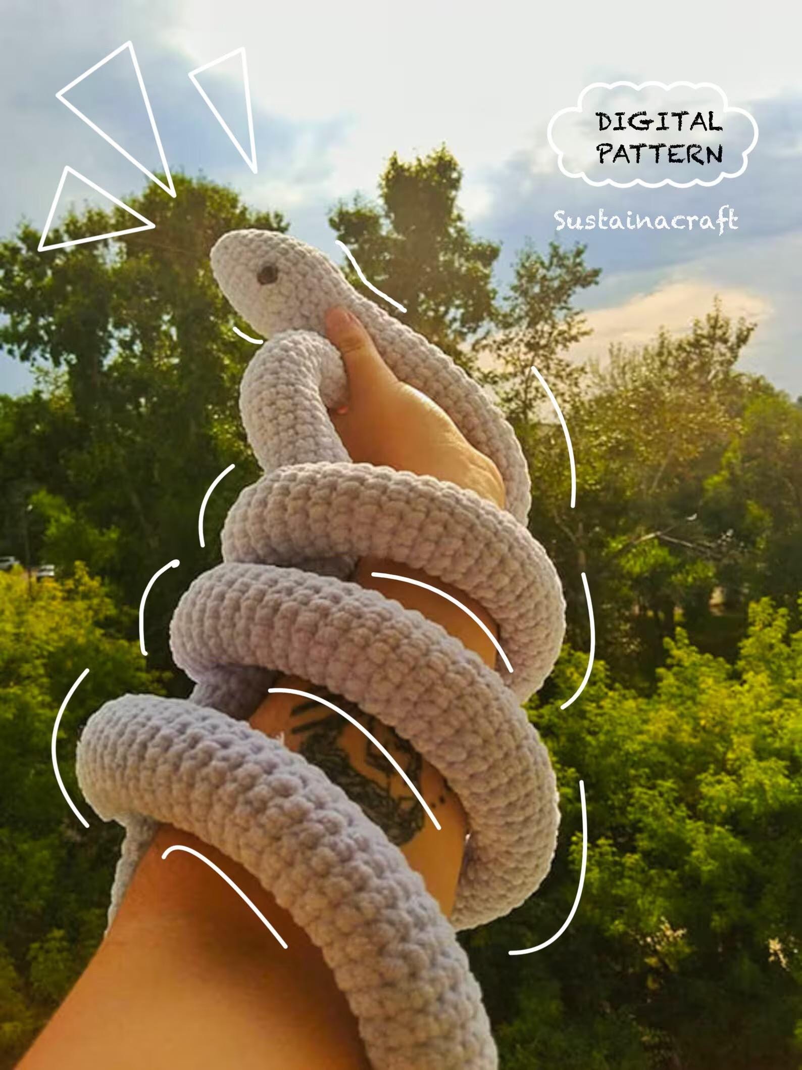 Snake Pattern, Crochet Snake Pattern, No Sew Pattern, Snake Crochet ...