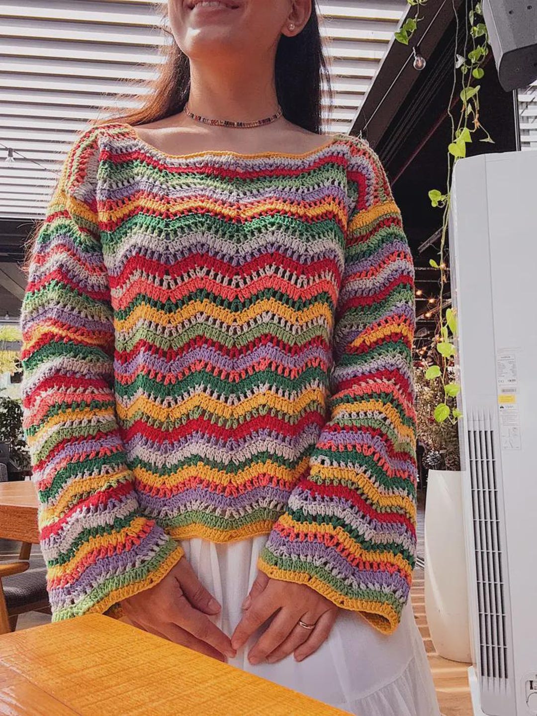 Colorful Summer Crochet Sweater Pattern – Long Sleeve Ripple Top ...