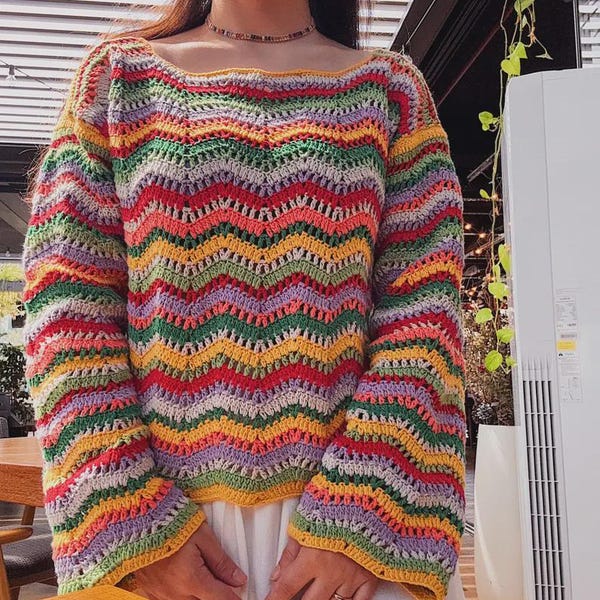 Crochet Chevron Jumper - Etsy