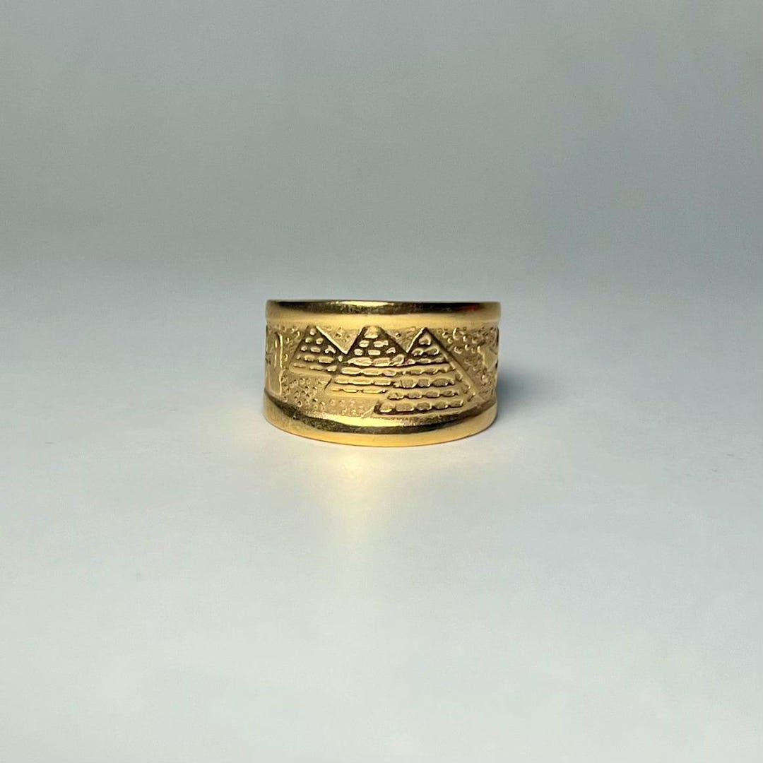 Pyramids Egyptian Handmade 18k Gold Plated Copper Ring - Etsy