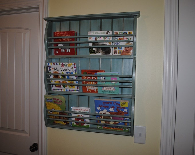 Book/magazine Rack distressed White Orange Yellow or Teal - Etsy