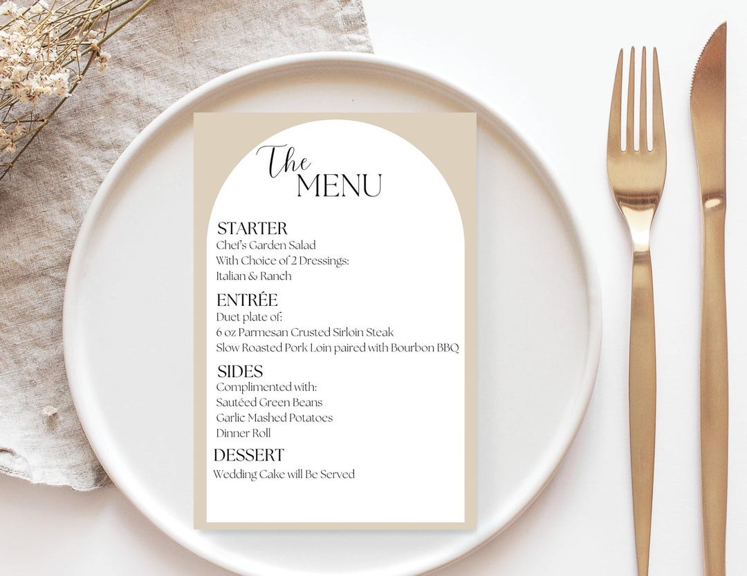 Digital Wedding Menu Template | Modern Wedding Menu Card | Printable ...