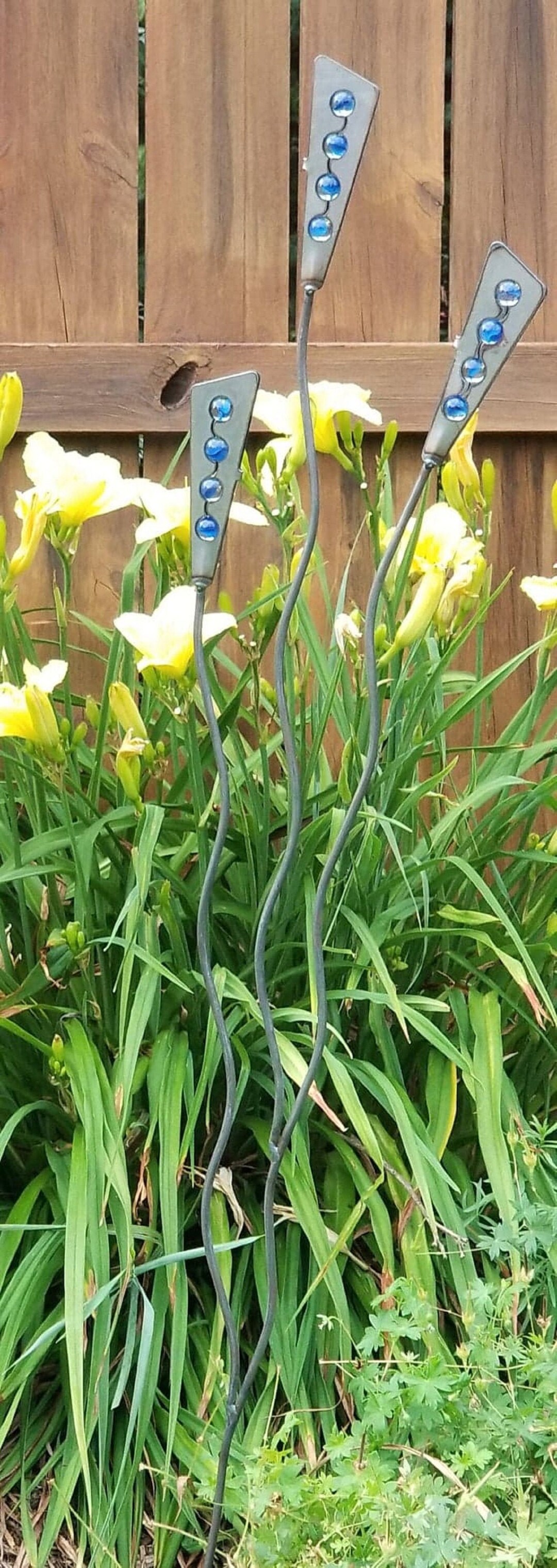 Cattails Metal and Glass Yard Sculpture Abstract Art Garden - Etsy