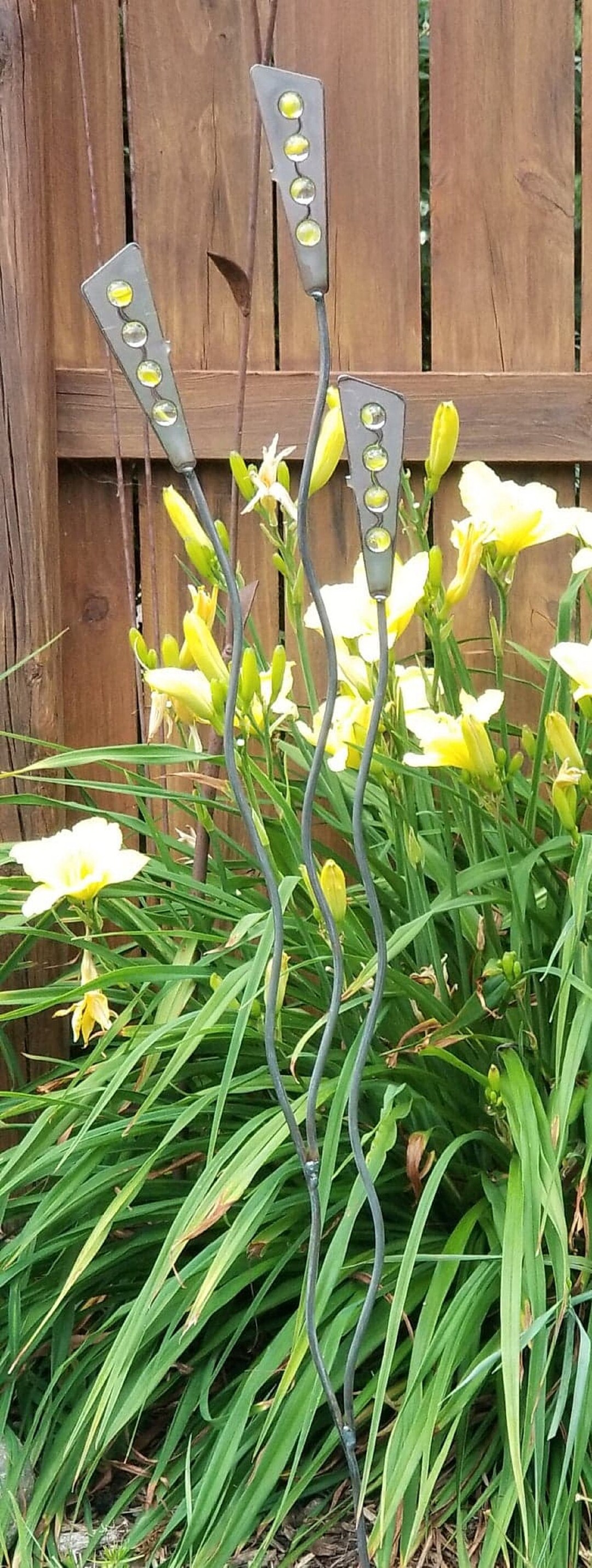 Cattails Metal and Glass Metal and Marble Garden Art - Etsy