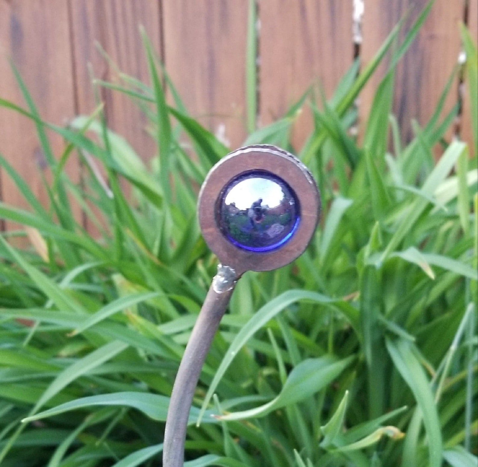 Metal and Glass Marble Garden Stake Lawn Decoration Garden - Etsy