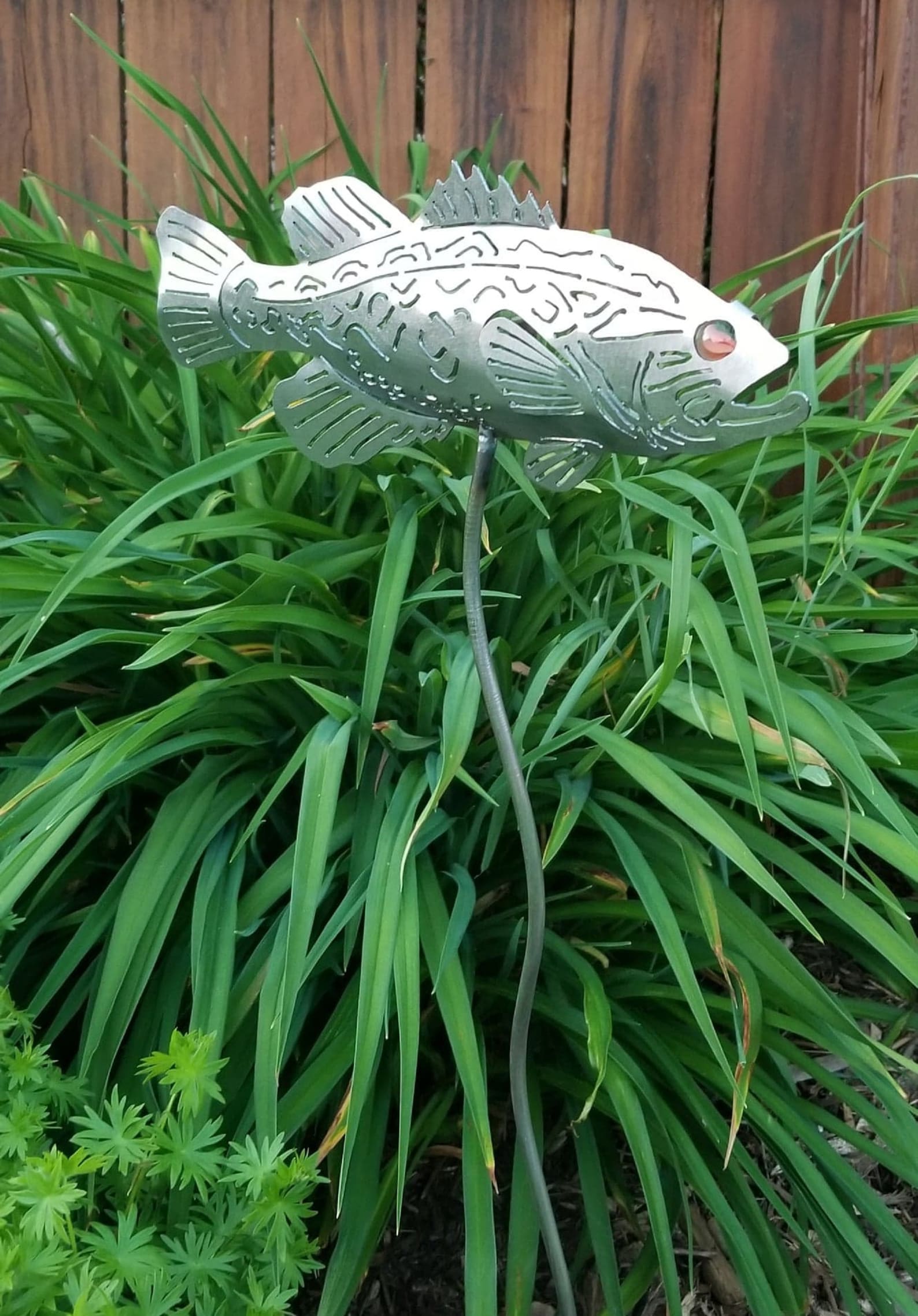 Largemouth Bass Metal Garden Stake: Rustic Fishing Decor - Etsy