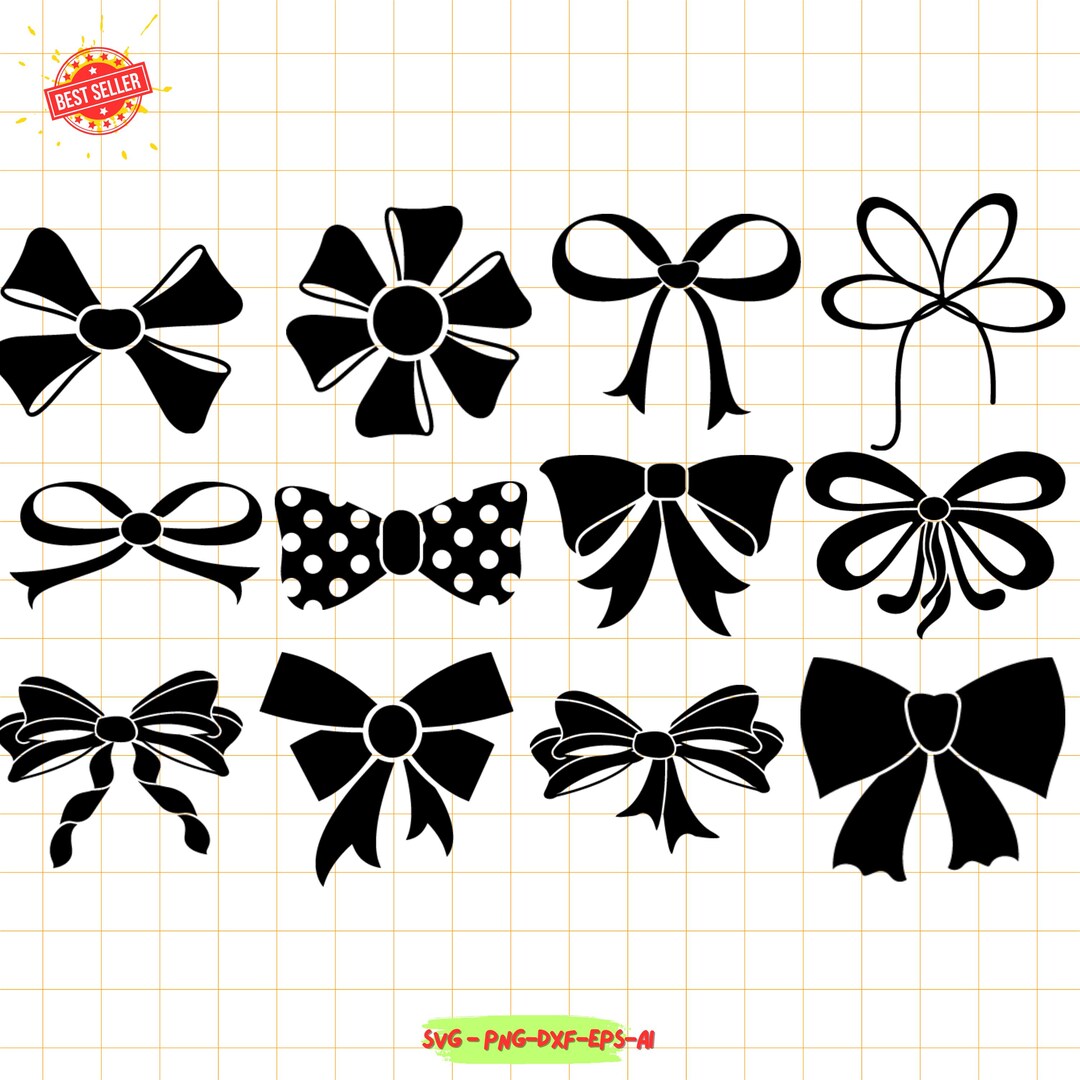 Bows SVG Bundle, Ribbon SVG Bundle, Bow Svg, Hair Bow Svg, Bow Tie SVG ...