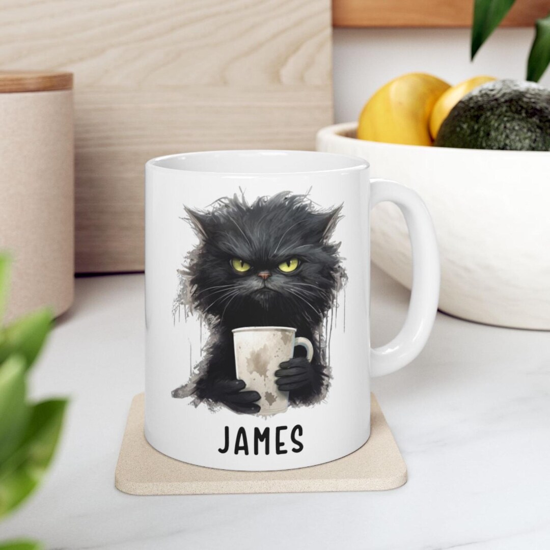 Personalized Grumpy Cat Mug - Custom Name Coffee Mug for Cat Lovers ...