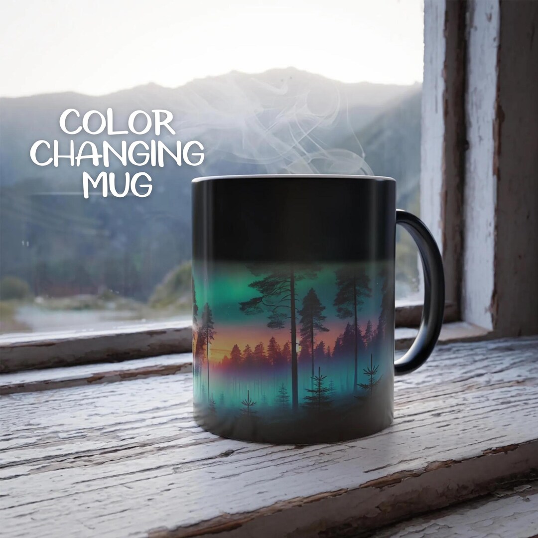 Enchanted Forest Northern Lights Mug - Colorful Aurora Borealis Magic ...