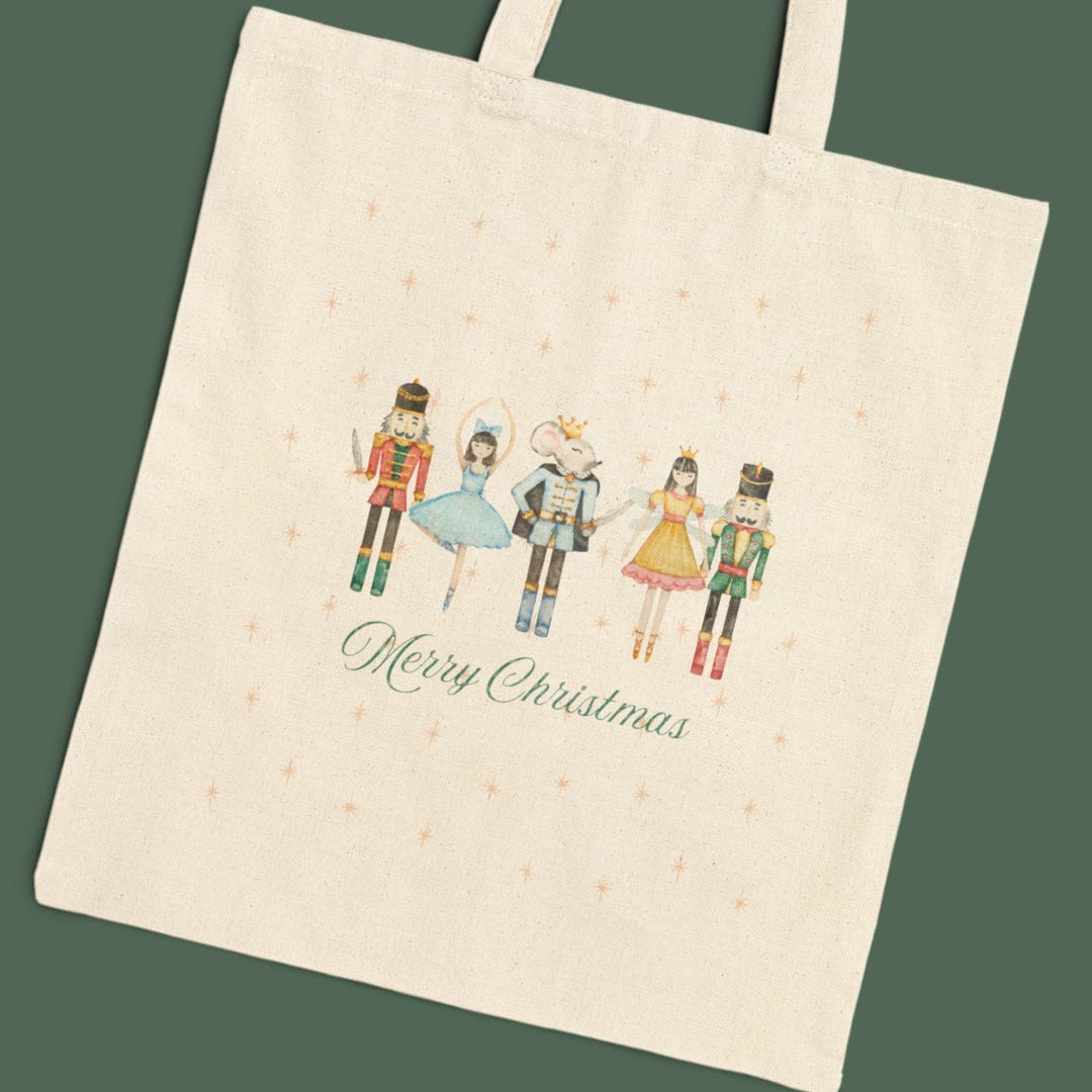 Nutcracker Christmas Tote Bag, Holiday Canvas Tote, Merry Christmas Bag ...