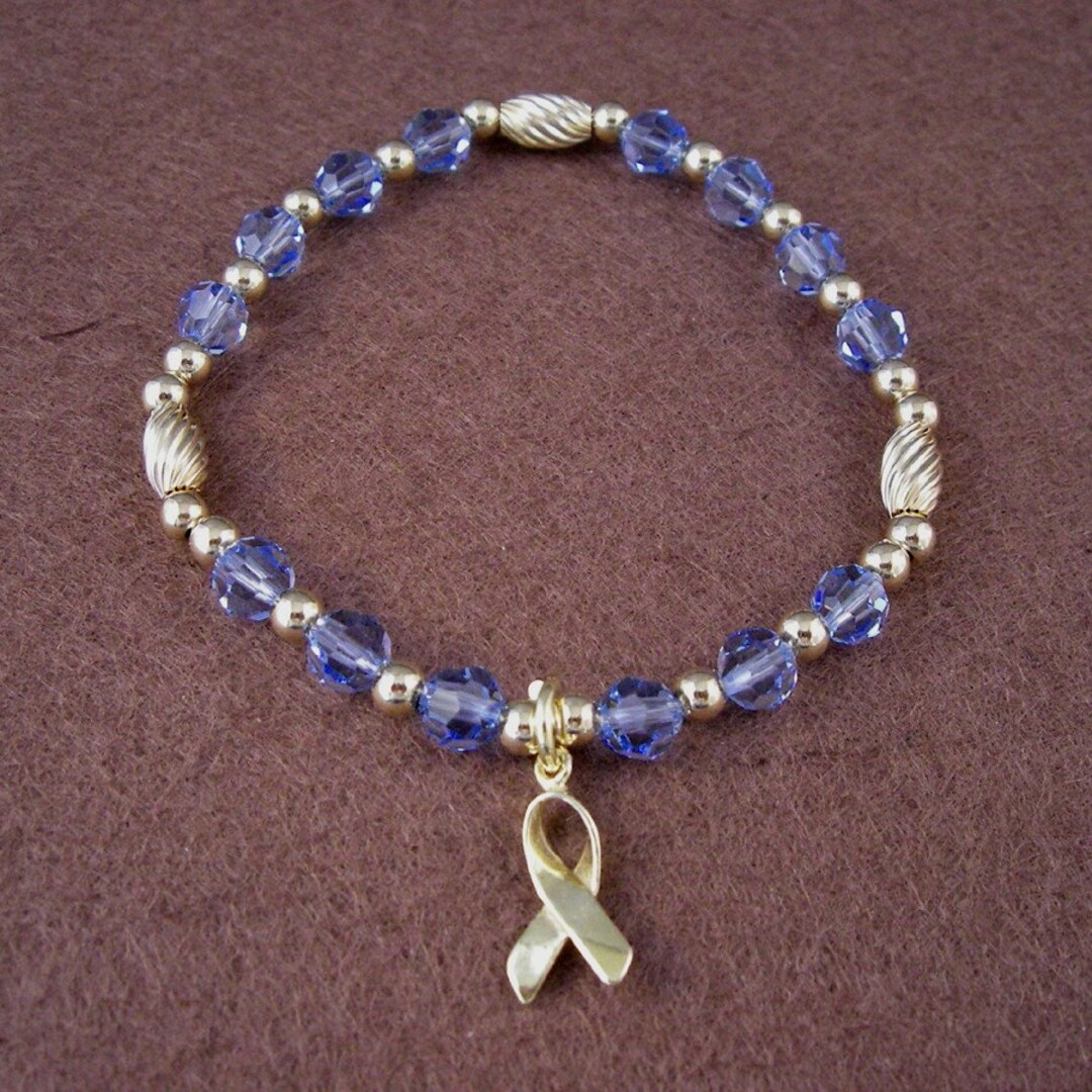 Prostate Cancer Awareness Bracelet Swarovski Austrian Crystals and 14kt ...