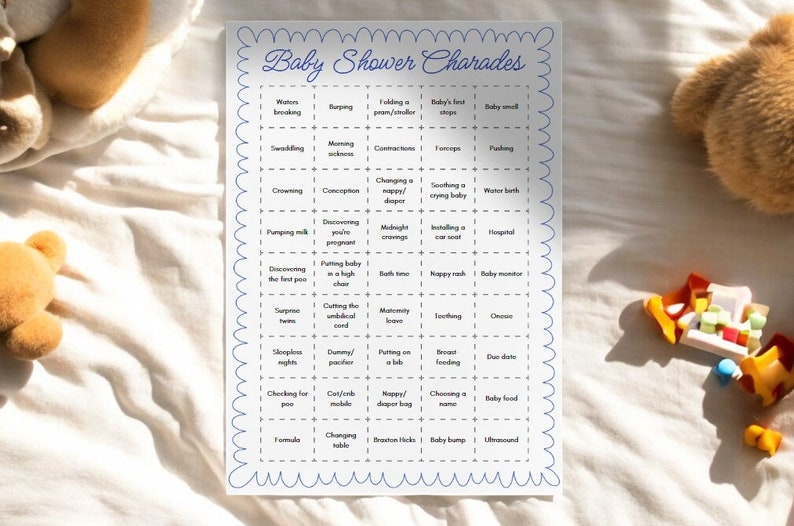 Baby Shower Charades Printable Game - Digital Instant Download - Etsy