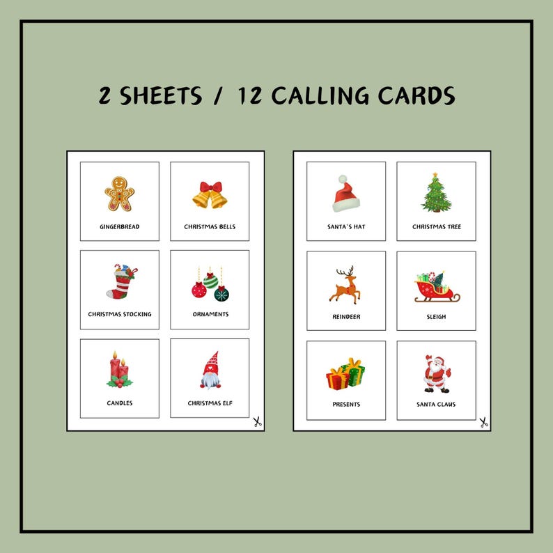 3x3 Christmas Bingo Game for Toddlers – 10 Printable Christmas Bingo ...