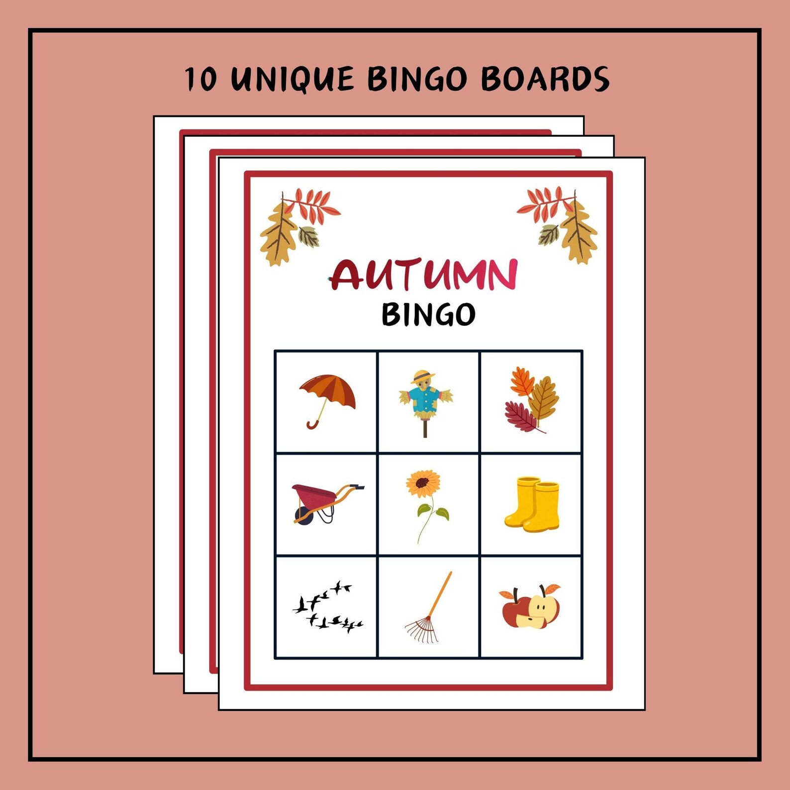 Autumn Bingo for Toddlers – 3x3 – 10 Autumn Bingo Cards – Fall Bingo ...