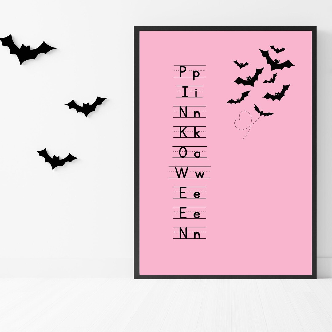 Pinkoween Poster - Printable Wall Art - Halloween Poster - Pink Wall ...