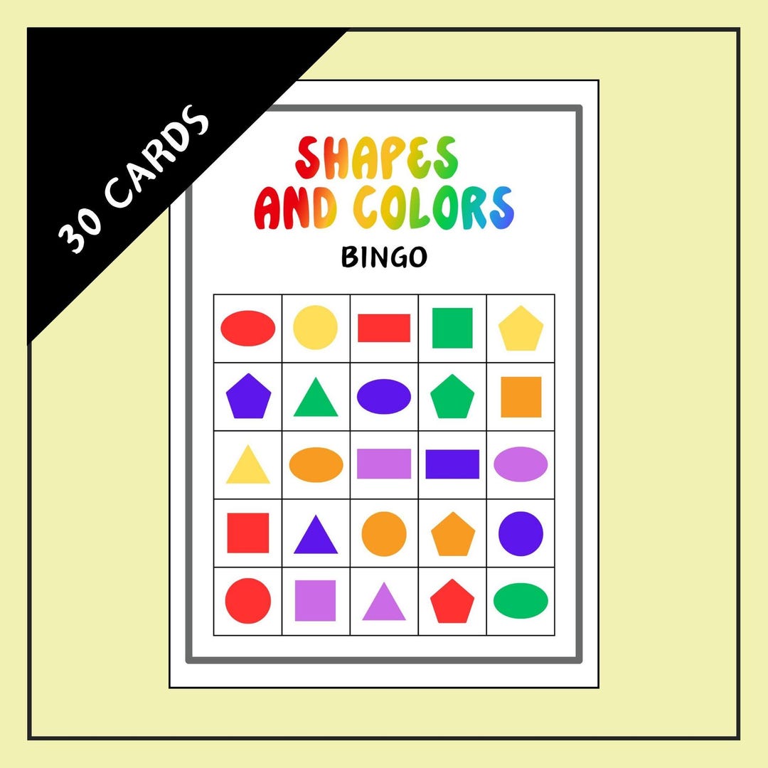 5x5 Shapes & Colors Bingo Game – 30 Printable Bingo Boards – Shapes ...