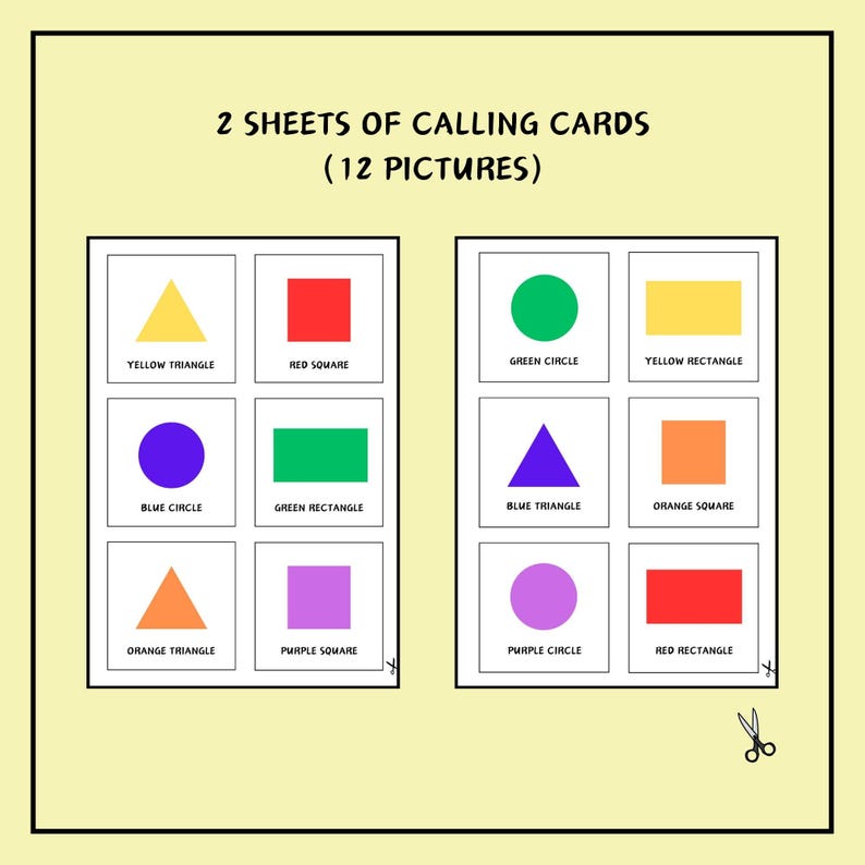 Shapes & Colors Bingo Game for Toddlers – 3x3 – 10 Printable Bingo ...