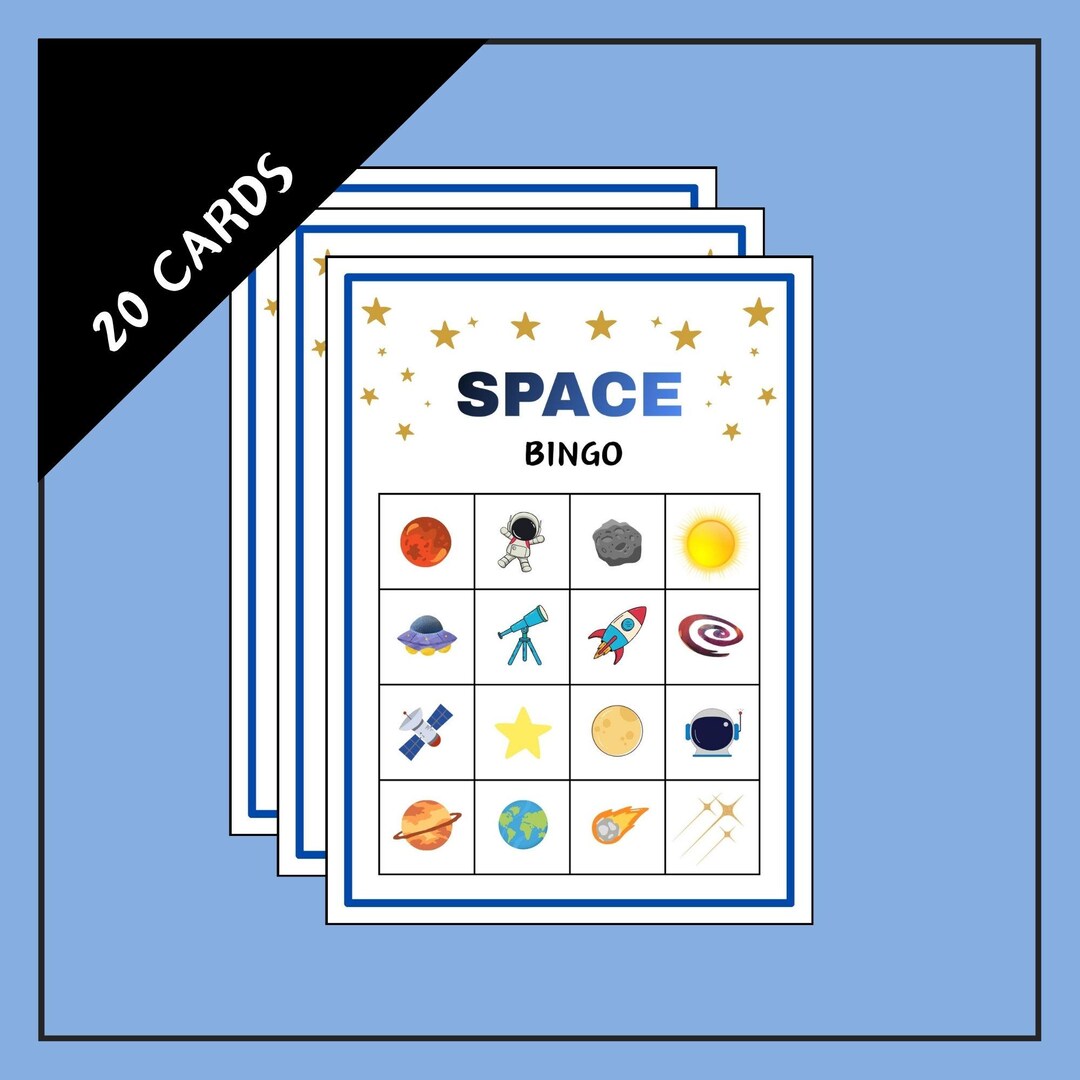 Space Bingo Game – 4x4 – 20 Space Bingo Cards – Outer Space Bingo ...