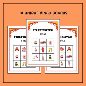 Firefighter Bingo Game – 3x3 – 10 Bingo Cards – Fireman Bingo – Fire ...