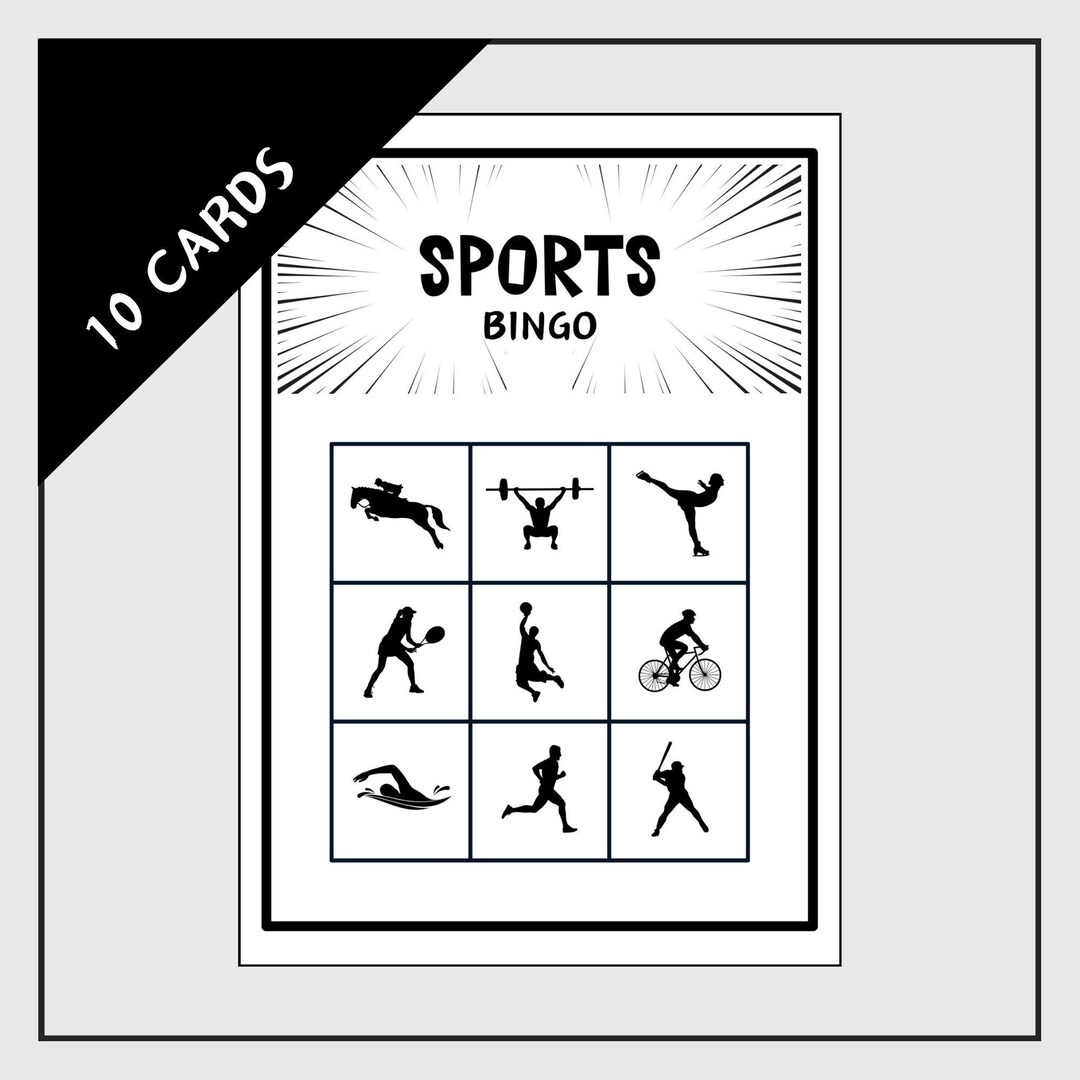 3x3 Sports Bingo Game for Toddlers 10 Unique Printable Sports Themed ...