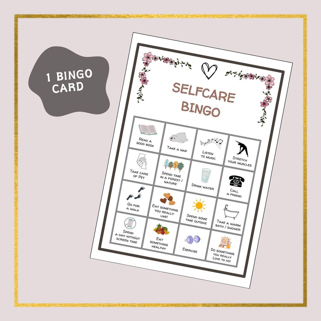 Selfcare Bingo Game – 4x4 – 1 Printable Self Care Bingo Card – Self ...