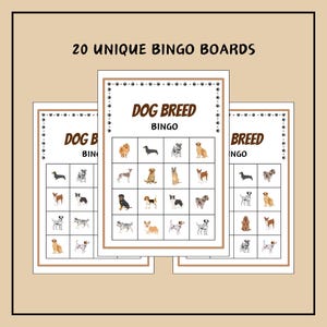 4x4 Dog Breed Bingo Game – 20 Printable Bingo Cards – Dogs Bingo – Dog ...