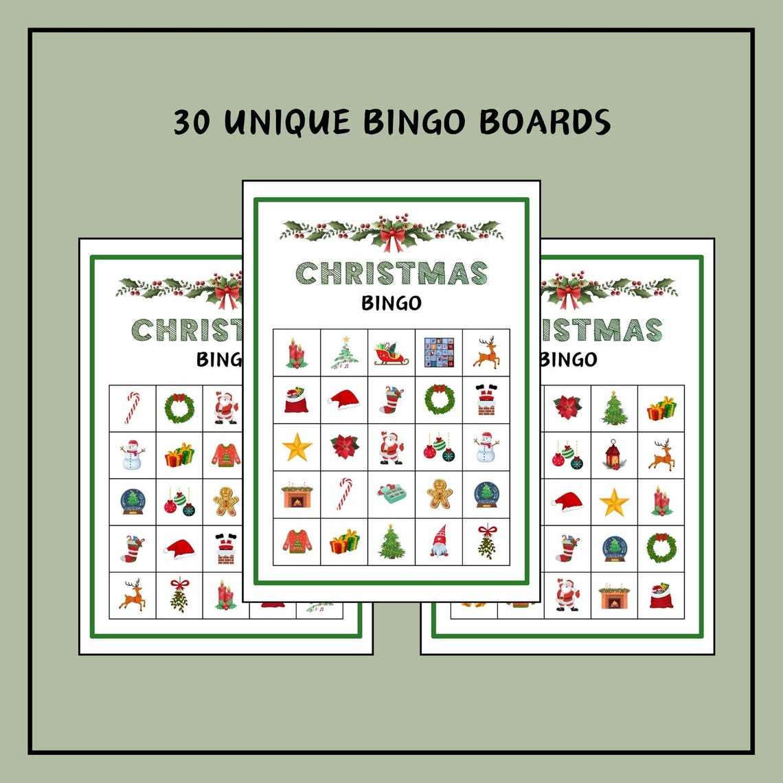 5x5 Christmas Bingo Game – 30 Christmas Bingo Cards – Printable ...