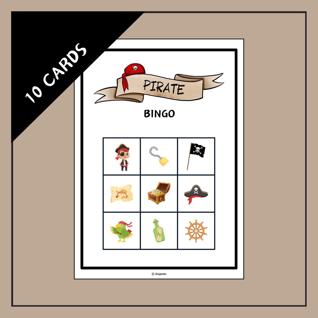 3x3 Pirate Bingo Game for Toddlers – 10 Unique Bingo Cards – Printable ...