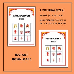 Firefighter Bingo Game – 3x3 – 10 Bingo Cards – Fireman Bingo – Fire ...