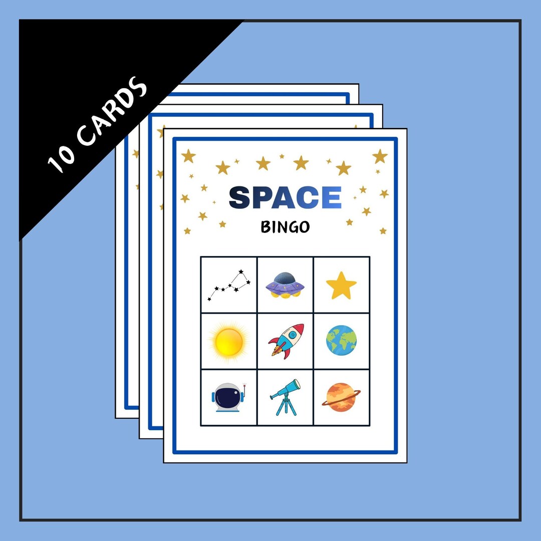 Space Bingo Game for Toddlers – 3x3 – 10 Space Bingo Cards – Outer ...