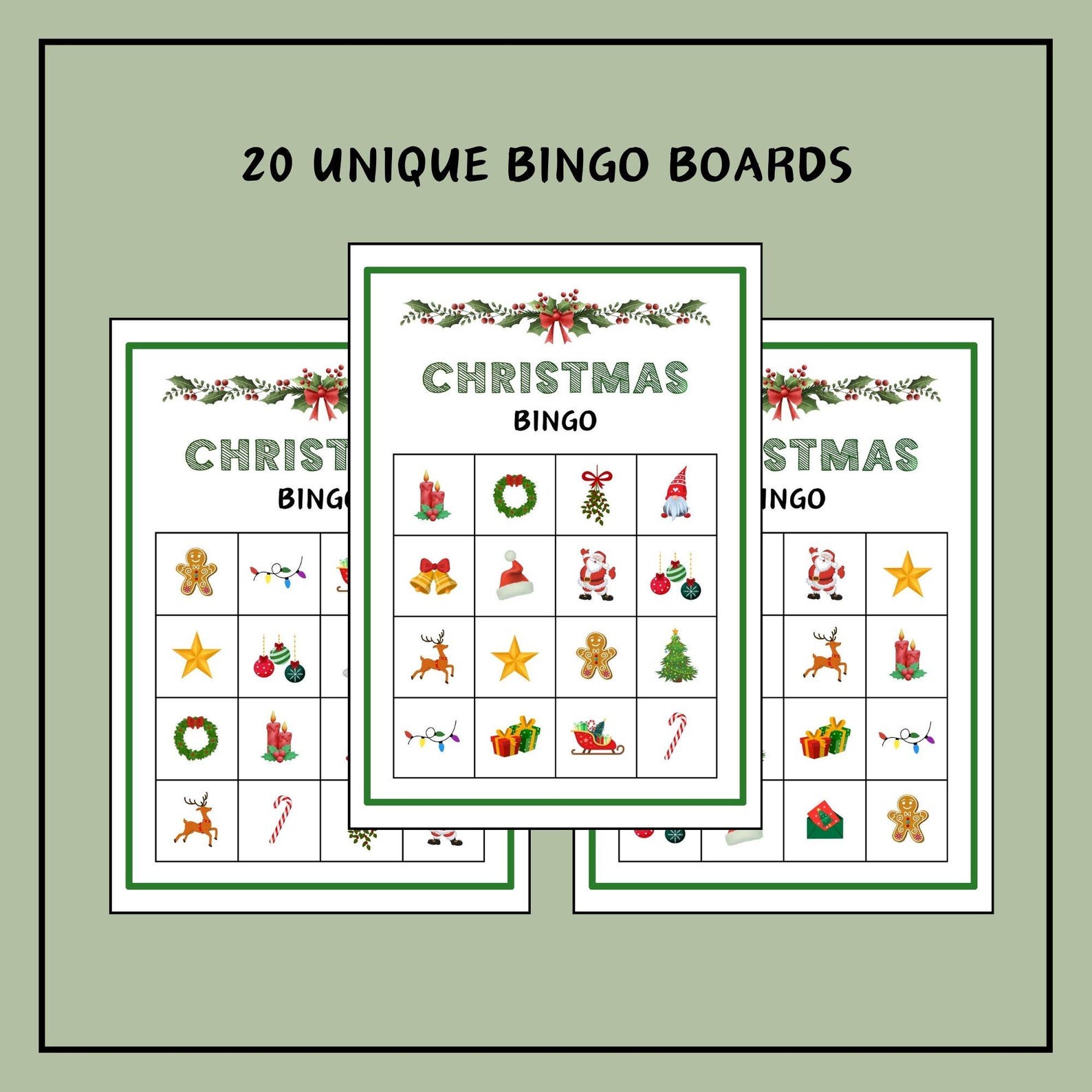 4x4 Christmas Bingo Game – Printable Christmas Bingo – Christmas ...