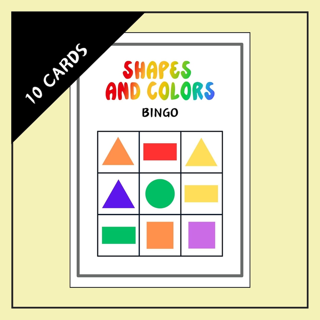 3x3 Shapes & Colors Bingo Game for Toddlers – 10 Printable Bingo Cards ...