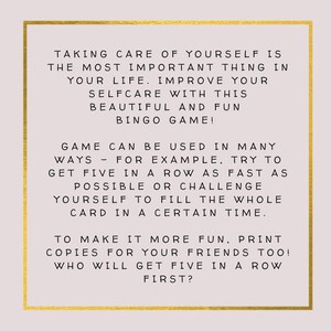 5x5 Self Care Bingo Game – 1 Printable Self Care Bingo Card – Self Care ...