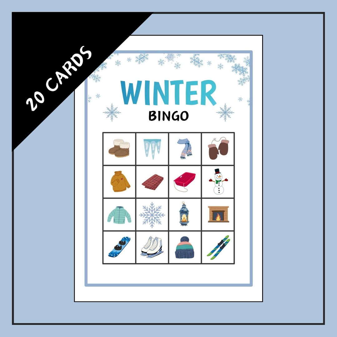 4x4 Winter Bingo Game – 20 Winter Bingo Cards – Printable Winter Games ...