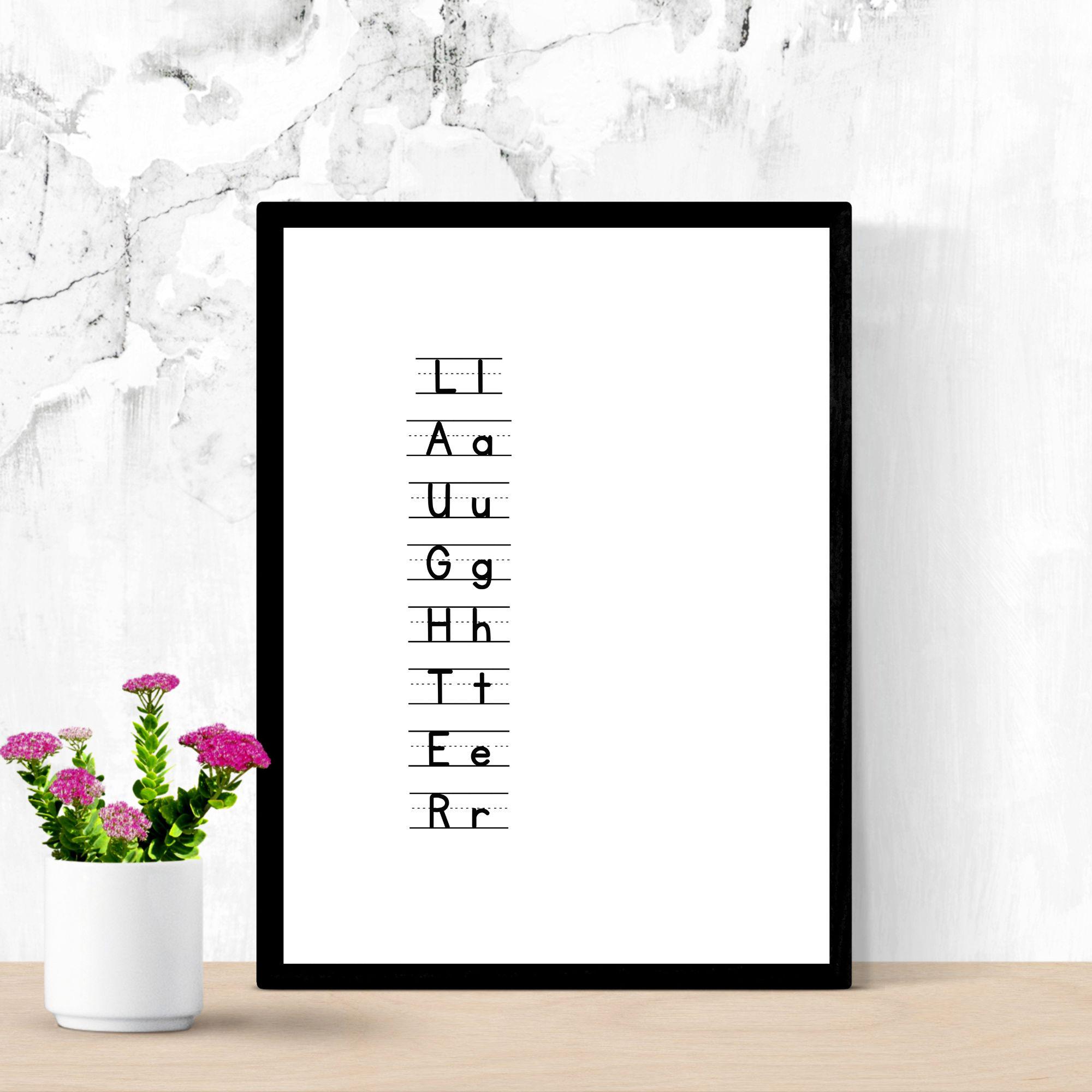 Laughter Alphabet Poster – Positive Affirmation Poster – Black and ...