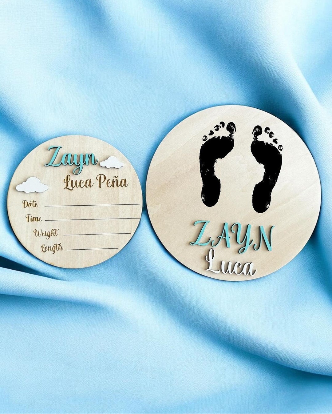 Engraved Newborn Baby Birth Name Stat Sign Baby Birth Footprint Sign ...