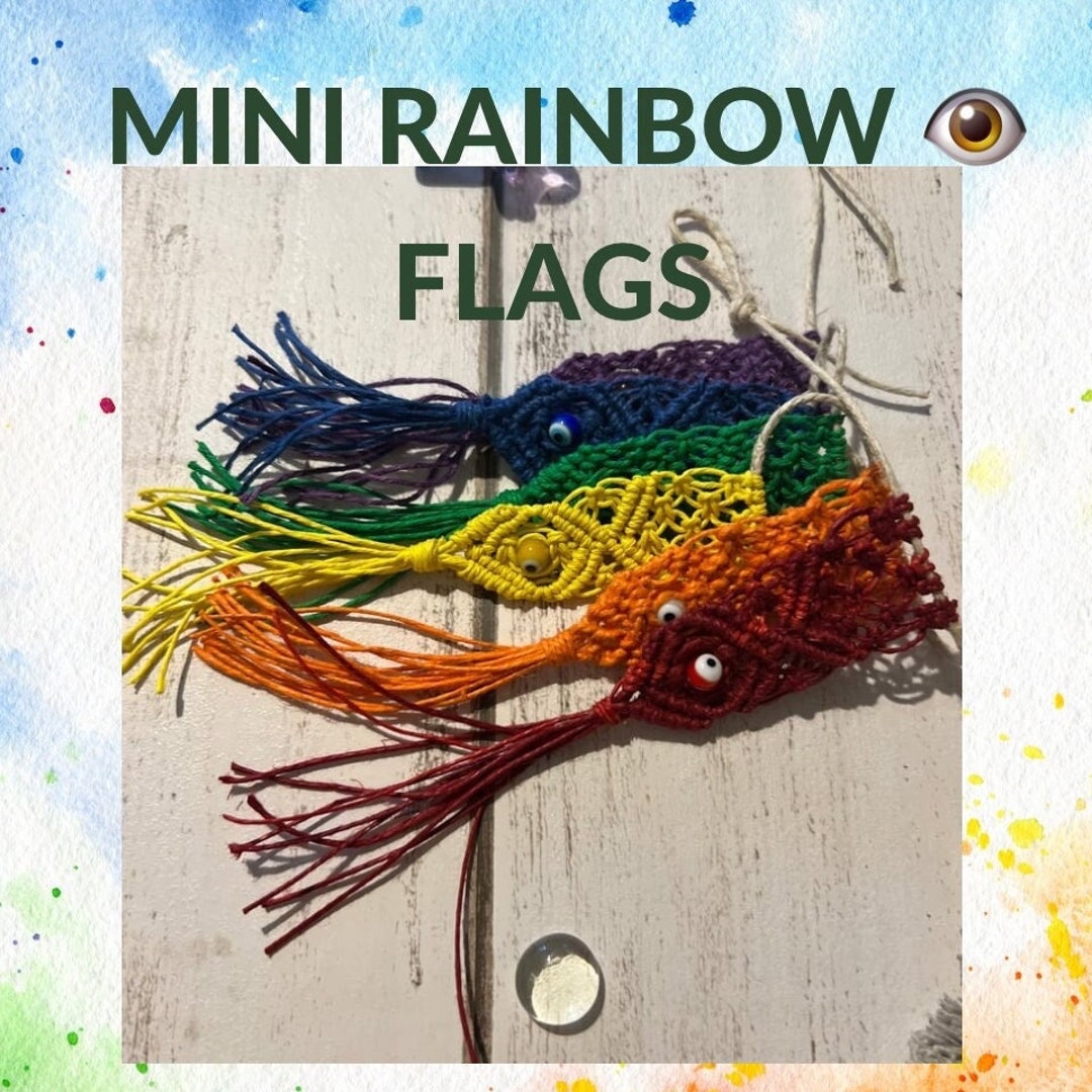 Mini Hemp Macrame Rainbow Flags With “ojo” Beads for Protection - Etsy