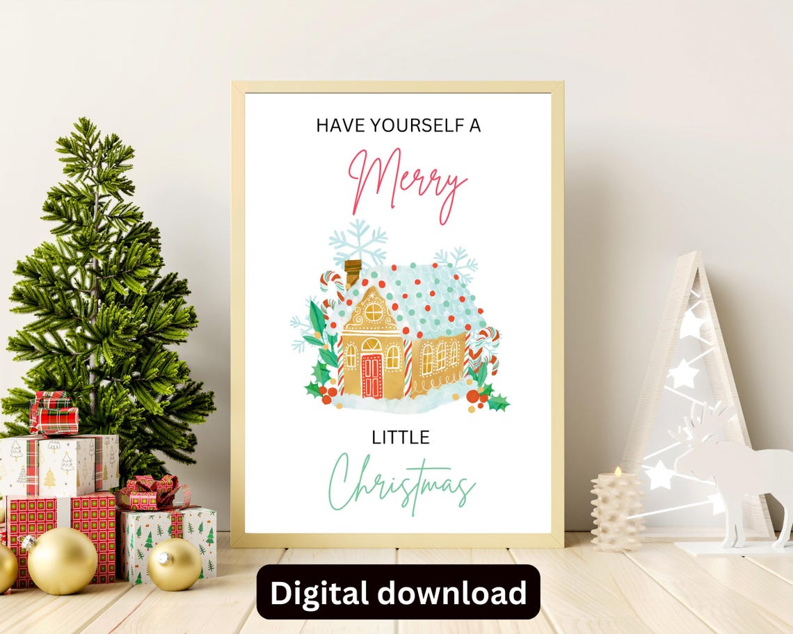 Gingerbread House Christmas Print: Festive Home Decor (digital Download ...
