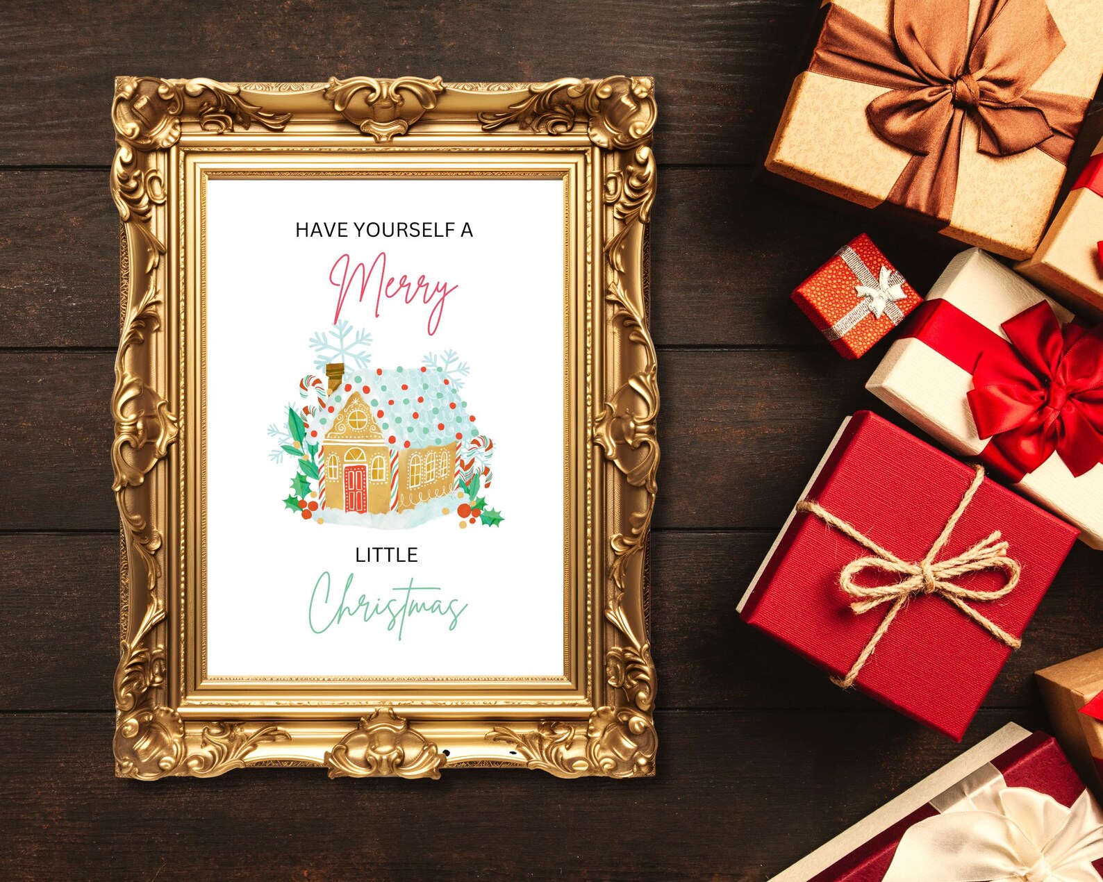 Gingerbread House Christmas Print: Festive Home Decor (digital Download ...