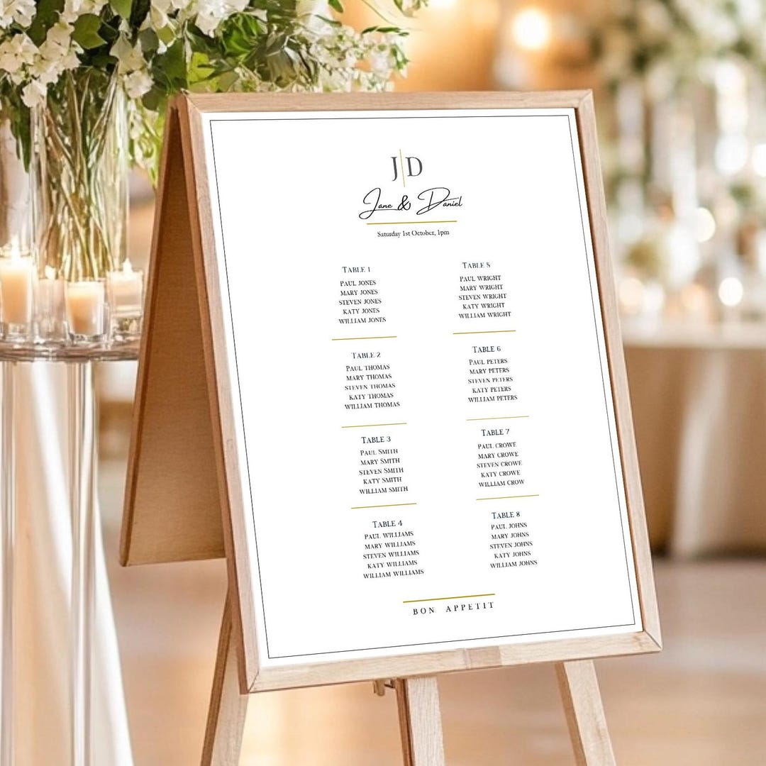Wedding Seating Plan Template Set Editable Seating Chart Printable ...
