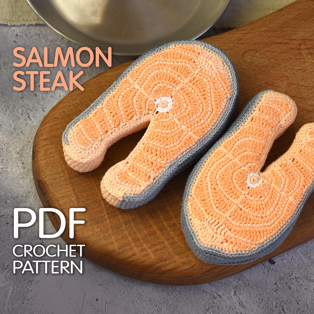 Salmon Steak PDF Crochet Pattern • Fish Steak Pattern • Crochet Food ...