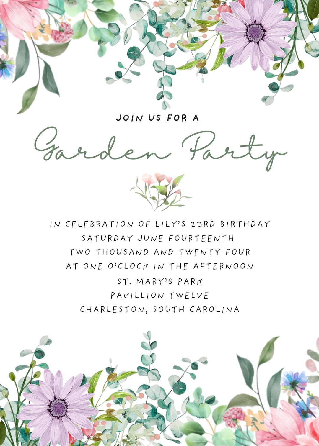 Garden Party Invitation Template Canva - Etsy