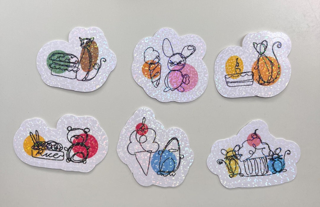Line Art Stickers, Sticker Sheets, Stickers, Animals, Food, Dot of ...