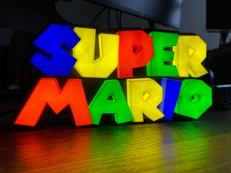 Super Mario 3D Printed LED Sign XL | DIY No Led Version | Bright Leds ...
