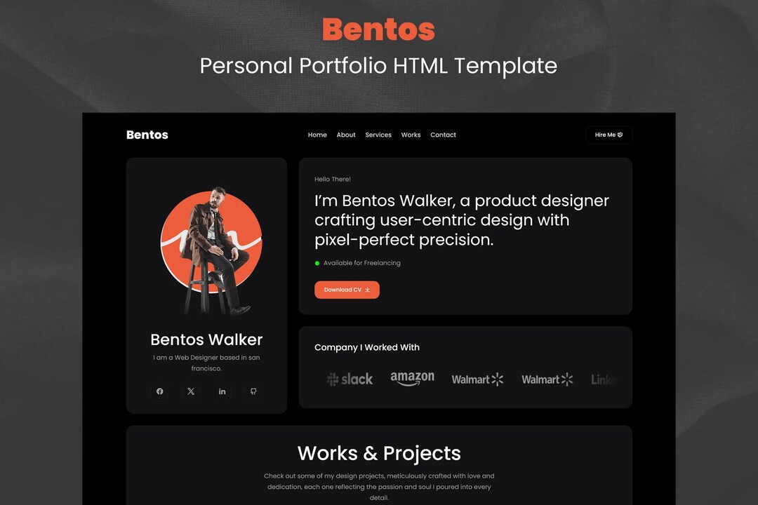 Bentos Personal Portfolio HTML Template Website Template, Website Theme, HTML Template, HTML ...
