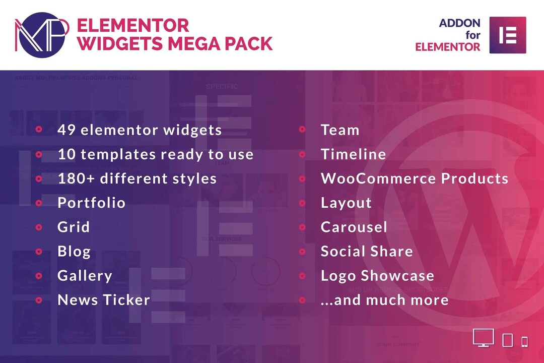 Elementor Widgets Mega Pack Addons for Elementor Wordpress Addon ...