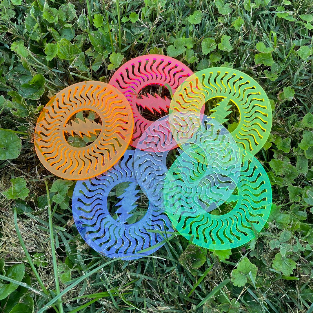 Colorful Set of 6 Fluorescent Acrylic Drink Coasters With Storage Caddy ...